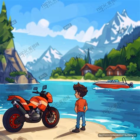 ai创作图沙滩摩托车 水上摩托车 海上摩托车 摩托车自驾游 海边摩托 大海交通工具 山区交通工具 旅行摩托车 摩托游艇快艇 摩托车打渔人图片