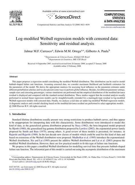 Pdf Log Modified Weibull Regression Models With Censored Data