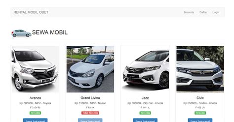 source code php aplikasi rental mobil berbasis web
