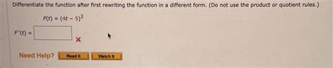 Solved Differentiate The Function After First Rewriting The