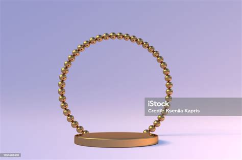 아치와 3d 골든 라운드 연단 제품 프리젠 테이션 모의 화장품 무대 받침대 또는 플랫폼을 표시합니다 0명에 대한 스톡 사진 및