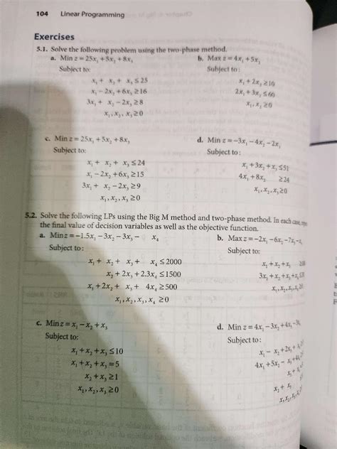 For Each Of The Following LP Determine Which Table Chegg