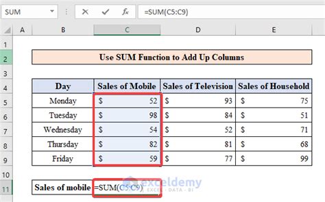How To Add Up Columns In Excel Formula Design Talk