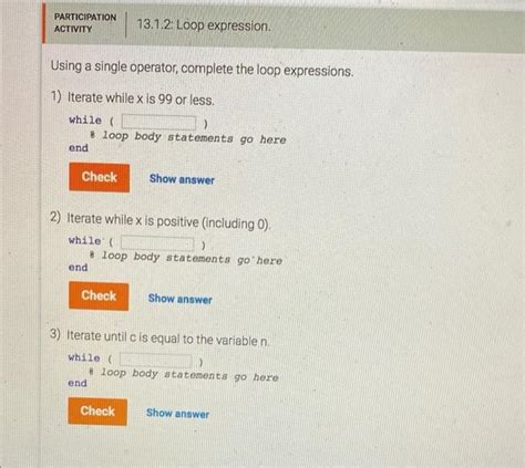 solved participation activity 13 1 2 loop expression using