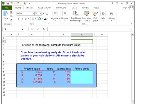 video solution calculating future values excel file home insert page