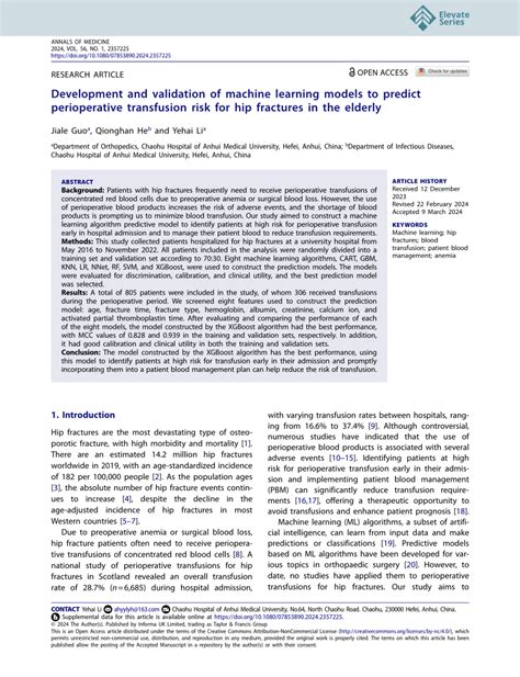 Pdf Development And Validation Of Machine Learning Models To Predict