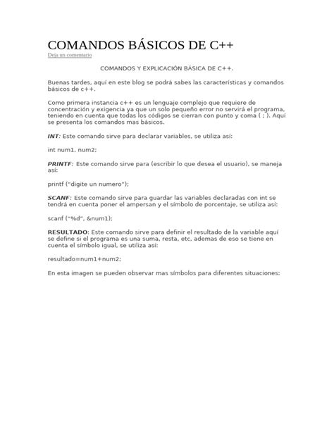 comandos básicos de c pdf c ciencias de la computación