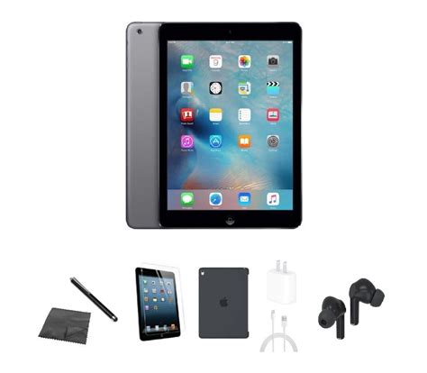 Restored Apple Ipad Air A1474 Wifi 16gb Space Gray Bundle W Case Bluetooth Earbuds Tempered