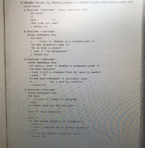 solved 2 modify rewrite the following programs to conform