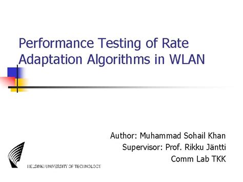 Performance Testing Of Rate Adaptation Algorithms In Wlan