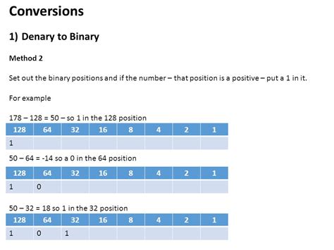 Conversions Denary To Binary Method 1 Ppt Video Online Download