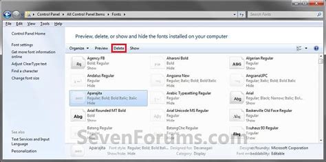 Fonts Delete Tutorials