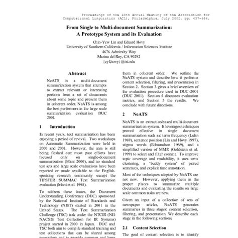 From Single To Multi Document Summarization Acl Anthology
