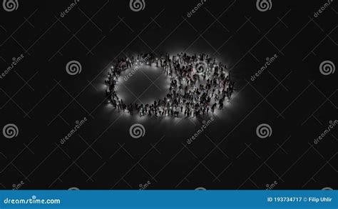 3d Rendering Of Crowd Of People In Shape Of Symbol Of American Sign Language Interpreting On