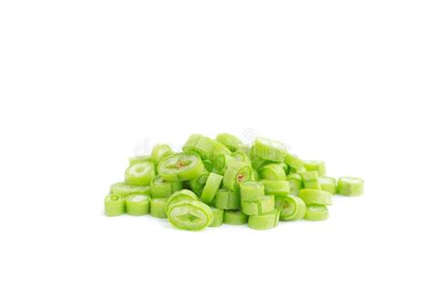 Fresh Yardlong Bean Slice Isolated On White Background Stock Image