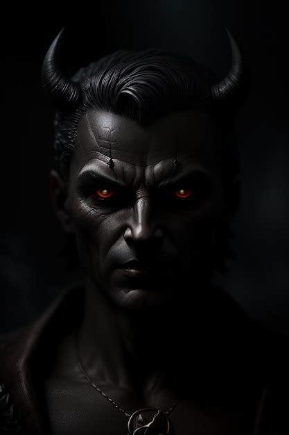 Premium Ai Image A Portrait Of A Devil With Orange Eyes