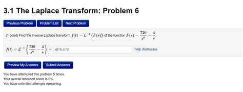 solved 3 1 the laplace transform problem 6 previous problem