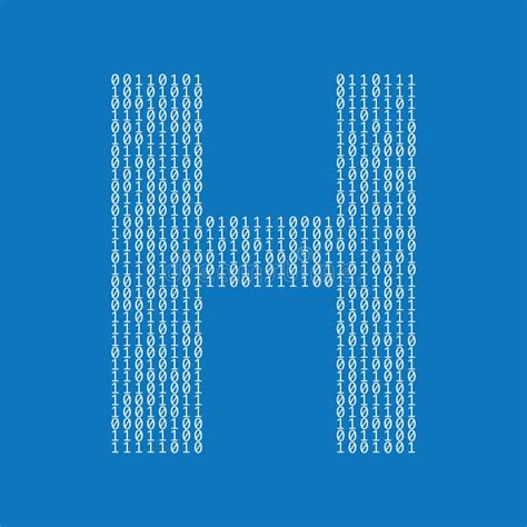 letter h made from binary code digits technology background stock