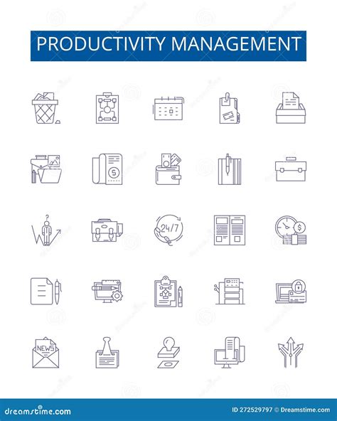 Productivity Management Line Icons Signs Set Design Collection Of Timekeeping Efficiency