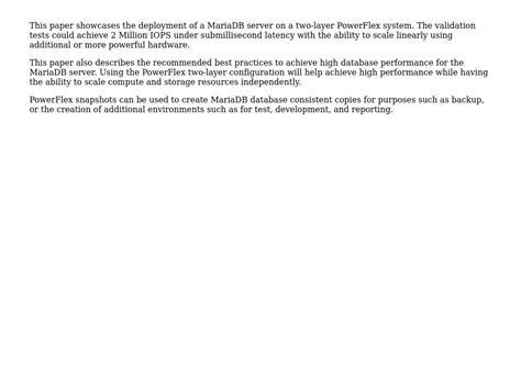 Summary Deploying Mariadb Server On Dell Powerflex Dell Technologies Info Hub
