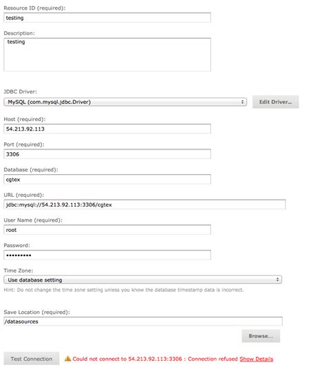 Java Connecting Mysql To Jasperreports Server Stack Overflow
