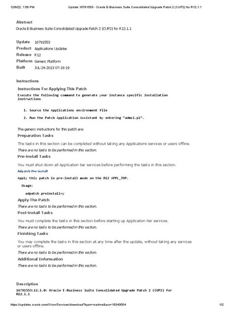 Update 16791553 Oracle E Business Suite Consolidated Upgrade Patch 2 Cup2 For R1211 Pdf