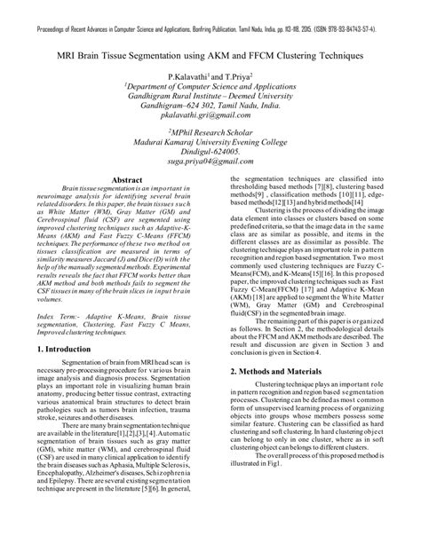 Pdf Mri Brain Tissue Segmentation Using Akm And Ffcm Clustering