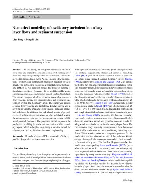Numerical Modeling Of Oscillatory Turbulent Boundary Layer Flows And Sediment Suspension