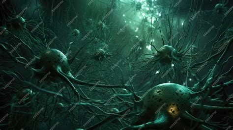 Premium Photo Neurons Green Neuronet Cores Close Up Scientific