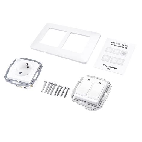 Wifi Smart Light Wall Switch Socket Outlet With 2 Gang Push Button Switch De Eu Smart Life Tuya