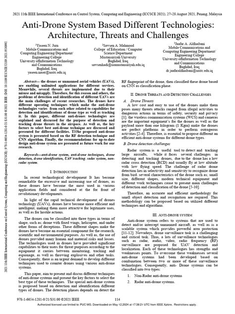 Anti Drone System Based Different Technologies Architecture Threats And
