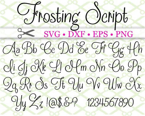 Frosting Script Font Svg Fil Cricut And Silhouette Files Svg Dxf Eps Png