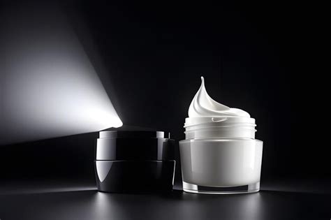 Premium Photo Black Jar For Presentation Of Cream On A Black Background With Backlight