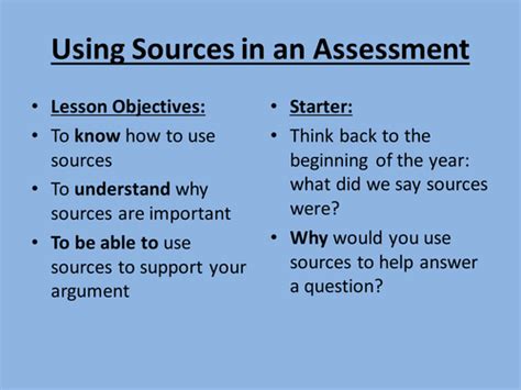 How To Use Sources Teaching Resources