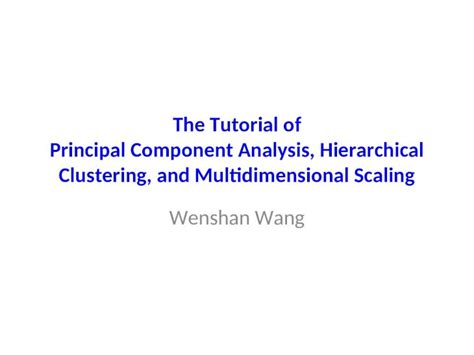 ppt the tutorial of principal component analysis hierarchical