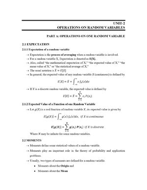 Probability Theory And Stochastic Processes PTSP Random Variables Probability Theory And