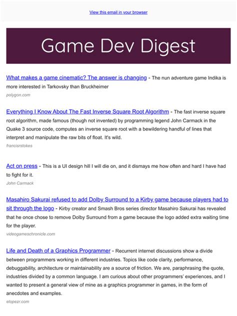 Game Dev Digest Issue 236 Cinematics Ux And More Milled