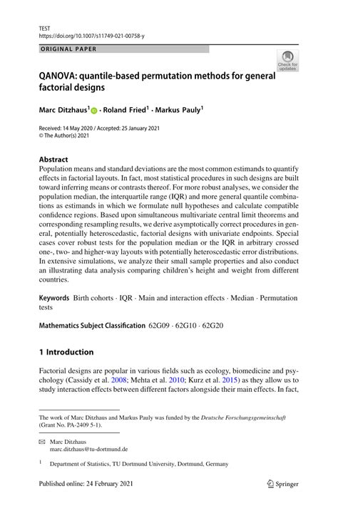 Pdf Qanova Quantile Based Permutation Methods For General Factorial