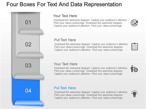 Ln Four Boxes For Text And Data Representation Powerpoint Template PowerPoint Presentation