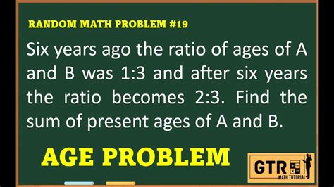 Random Math Problem 19 Age Problem Youtube