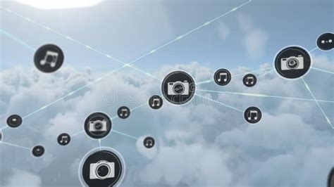Animation Of Network Of Connections With Icons Over Clouds Stock Footage Video Of Video