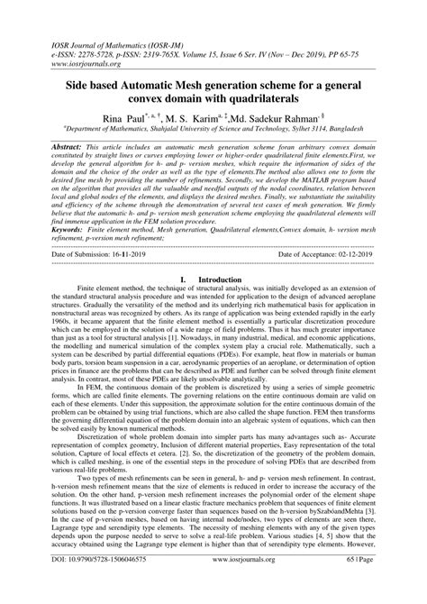 PDF Side Based Automatic Mesh Generation Scheme For A General Convex Domain With Quadrilaterals