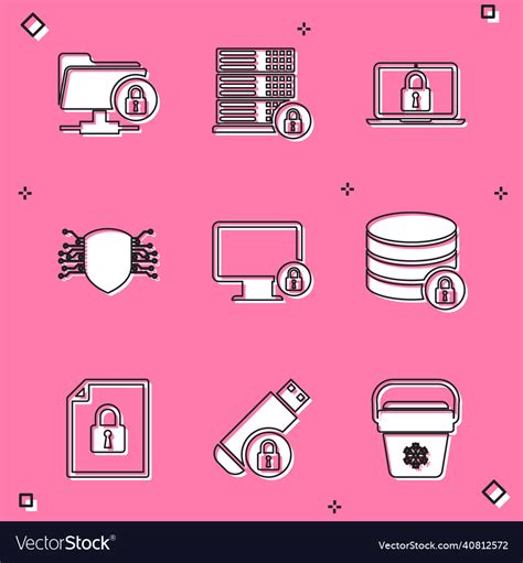 Set Ftp Folder And Lock Server Security Royalty Free Vector