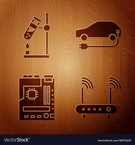 Set Router And Wi Fi Signal Test Tube Flask Vector Image