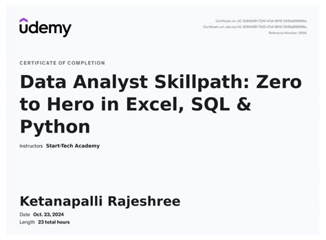 Dataanalytics Excel Sql Python Udemy Ketanapalli Rajeshree