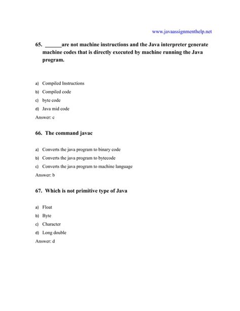 Java Multiple Choice Questions And Answers Pdf