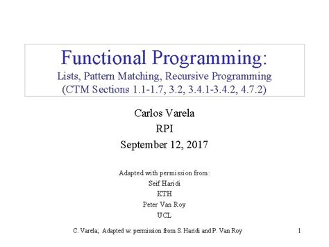 Functional Programming Lists Pattern Matching Recursive Programming Ctm