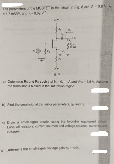 Solved The Parameters Of The MOSFET In The Circuit In Fig Chegg