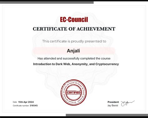 Anjali Barbole On Linkedin Successfully Completed Course Of Dark Web And Cryptocurrency