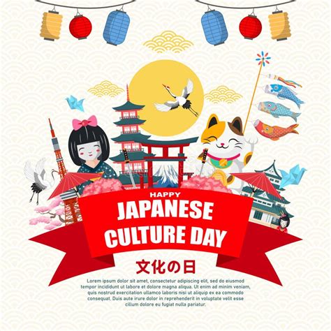 Happy Japanese Culture Day Background With Beautiful Japan Elements